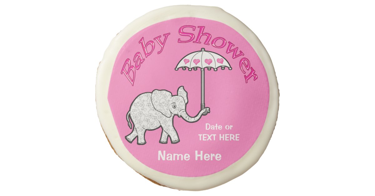 Pink Elephant Cookies for Baby Shower | Zazzle