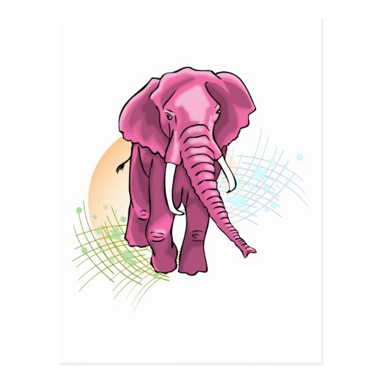 Pink Elephant draw - Sunset vector Postcard | Zazzle.com