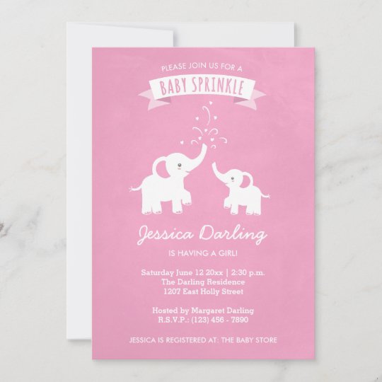 Pink Elephant Girl Baby Sprinkle Shower Invitation | Zazzle.com