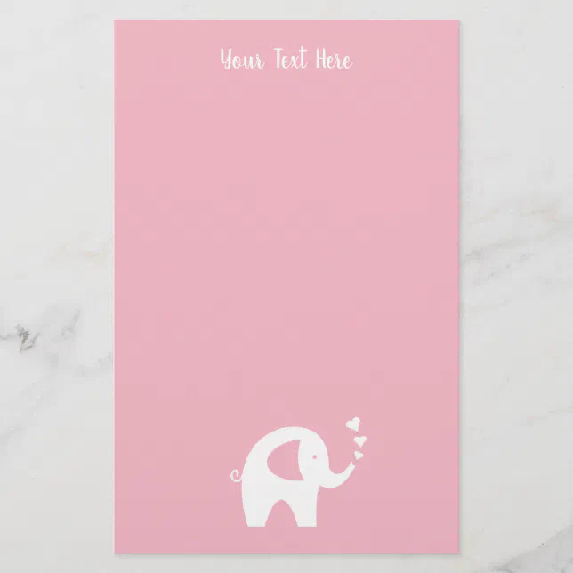 Pink elephant girl's baby shower stationery paper | Zazzle