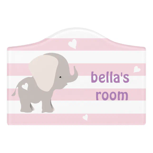 Pink Elephant Girl's Room Sign | Zazzle