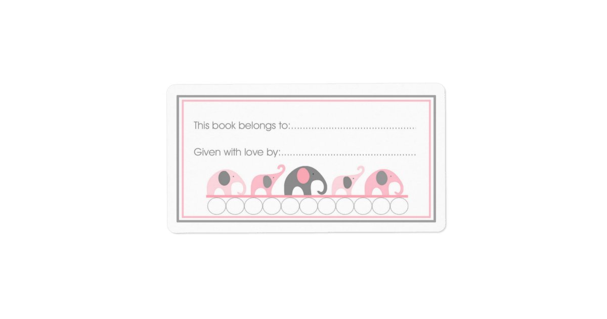 Pink Elephants Parade Bookplate Fill-in style | Zazzle