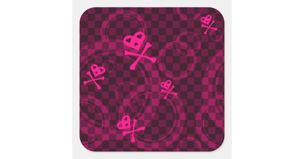 Pink Emo Pattern With Circles Square Sticker | Zazzle