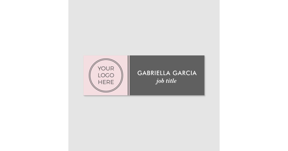 Pink Employee Modern Business Your Logo Name Tag | Zazzle