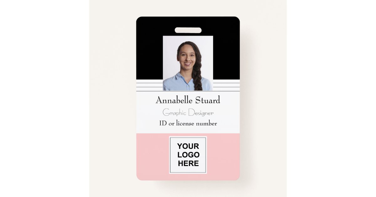 Pink Employee Modern Personalized Badge | Zazzle