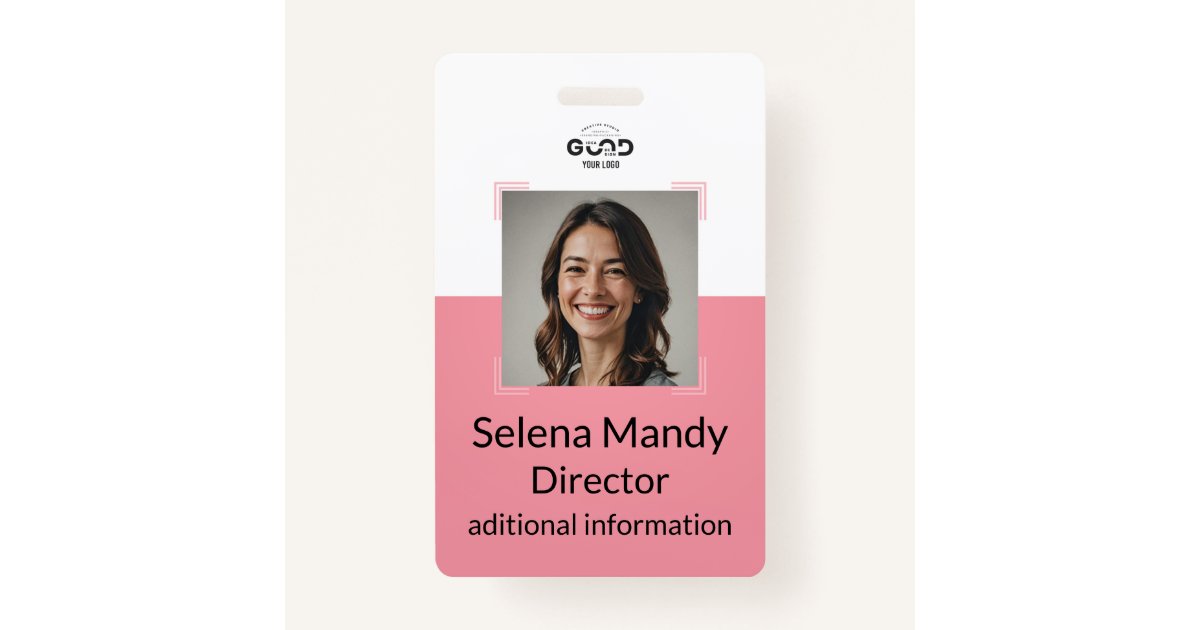 Pink | Employee Photo ID Company Security Badge | Zazzle