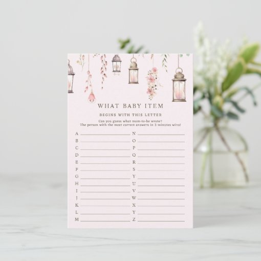 Pink Enchanted What Baby Item Baby Shower Game Enclosure Card | Zazzle