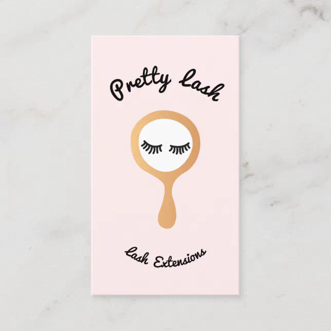 Pink EyeLash Lash Extension Gold Mirror Business Card | Zazzle