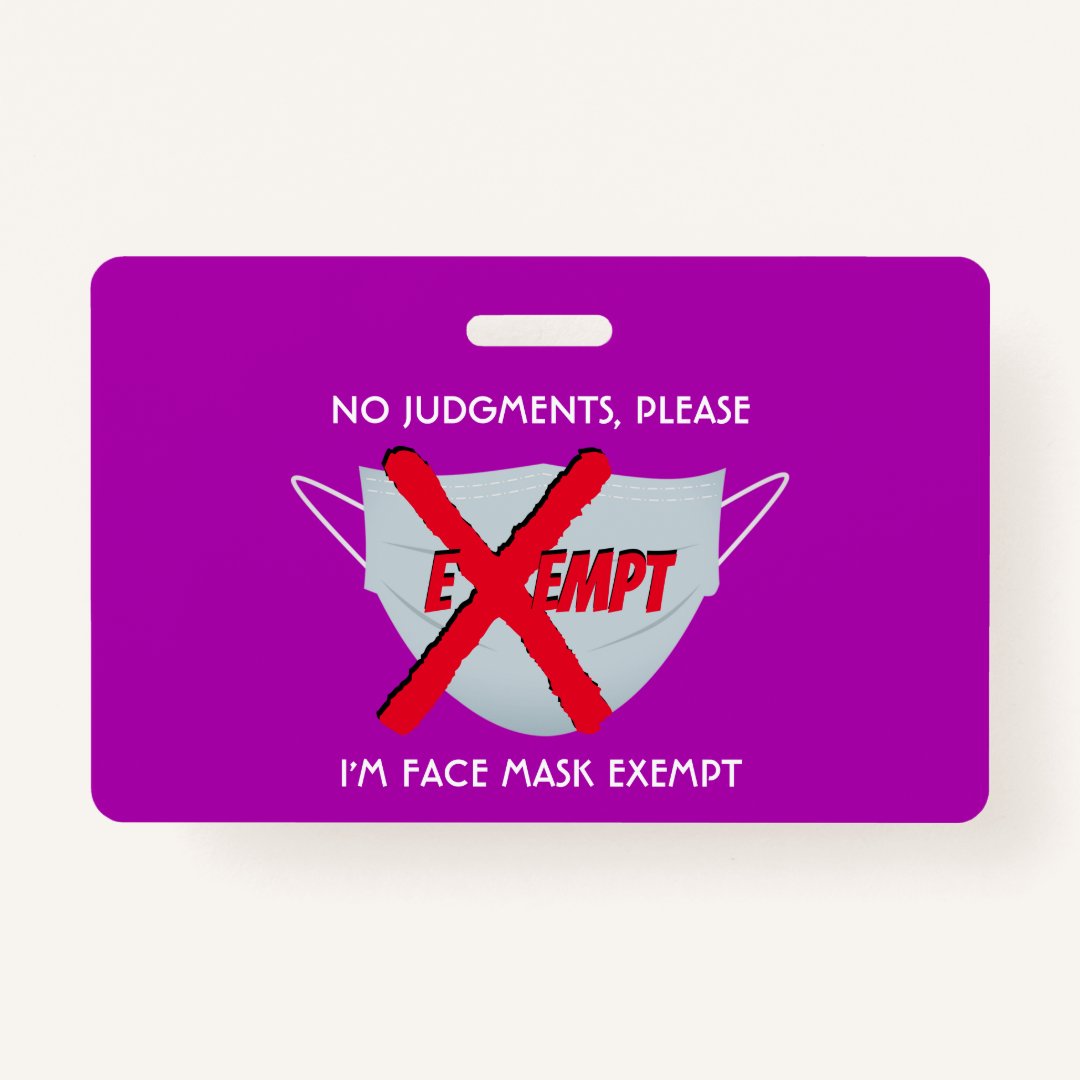 Pink | FACE MASK EXEMPT Badge | Zazzle