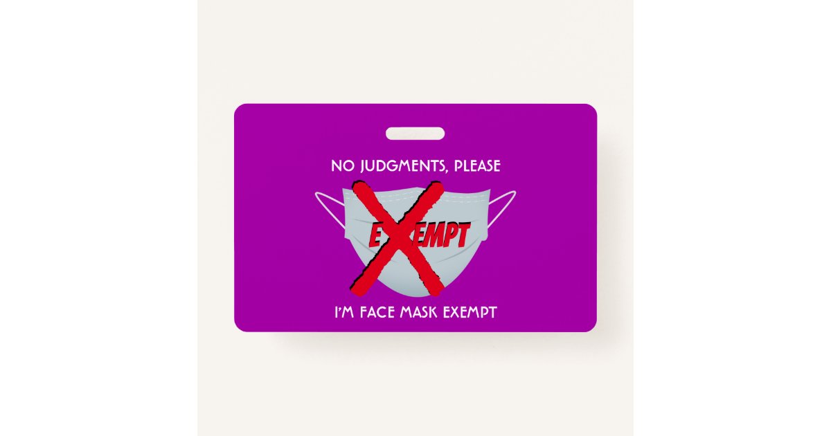 Pink | FACE MASK EXEMPT Badge | Zazzle