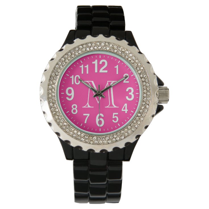 Pink Face Watches for Women with Large Numbers | Zazzle