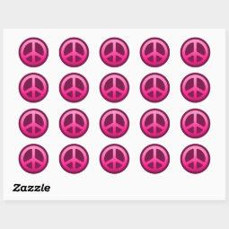 Pink Fade Peace Sign Classic Round Sticker | Zazzle