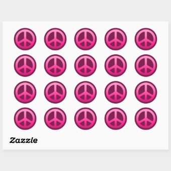 Pink Fade Peace Sign Classic Round Sticker | Zazzle