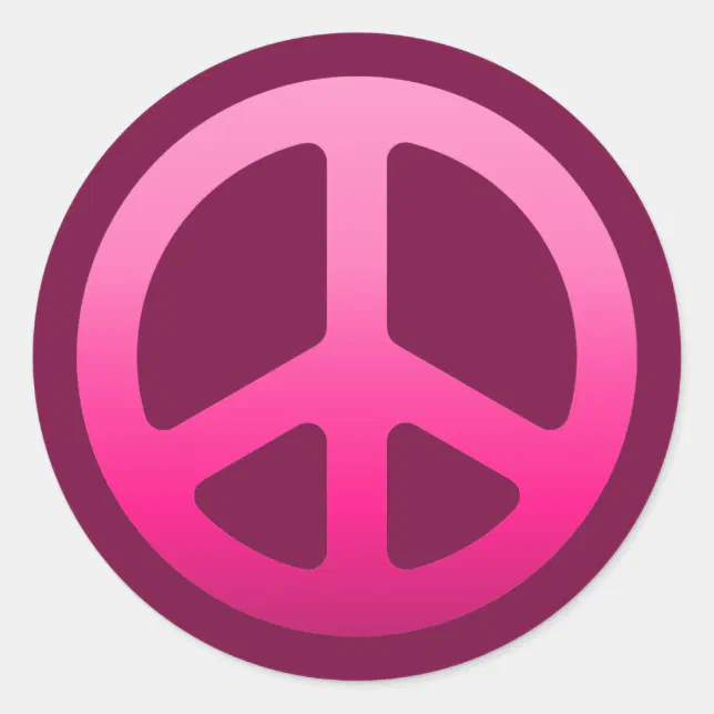 Pink Fade Peace Sign Classic Round Sticker | Zazzle