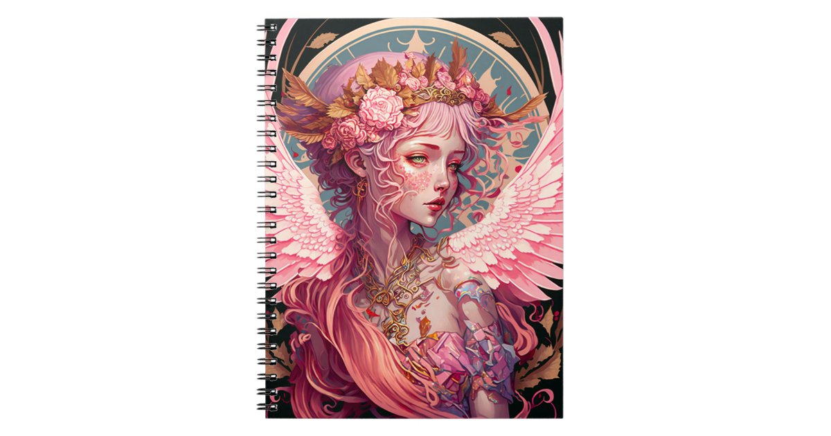 Pink Fairy Angel Fantasy Art Notebook | Zazzle