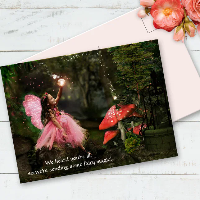 Pink Fairy Girl Get Well Soon Postcard | Zazzle