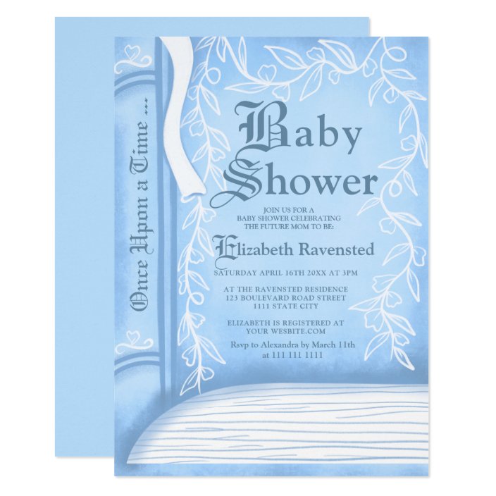 Pink fairy tale storytelling book boy baby shower invitation | Zazzle.com