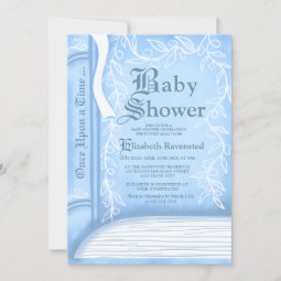 Pink fairy tale storytelling book boy baby shower invitation | Zazzle