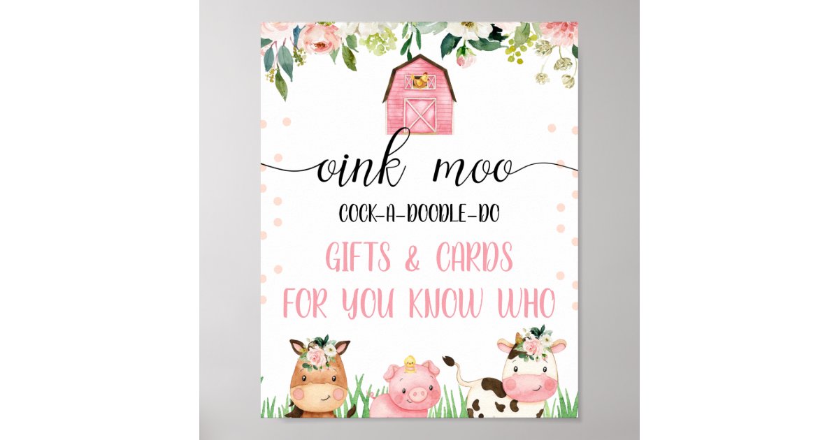 Pink Farm Animals Birthday Party Sign | Zazzle