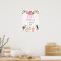 Pink Farm Barnyard Floral Birthday Welcome Poster | Zazzle