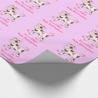 Pink Farm Cow Customizable Wrapping Paper | Zazzle
