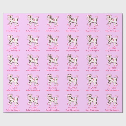 Pink Farm Cow Customizable Wrapping Paper | Zazzle