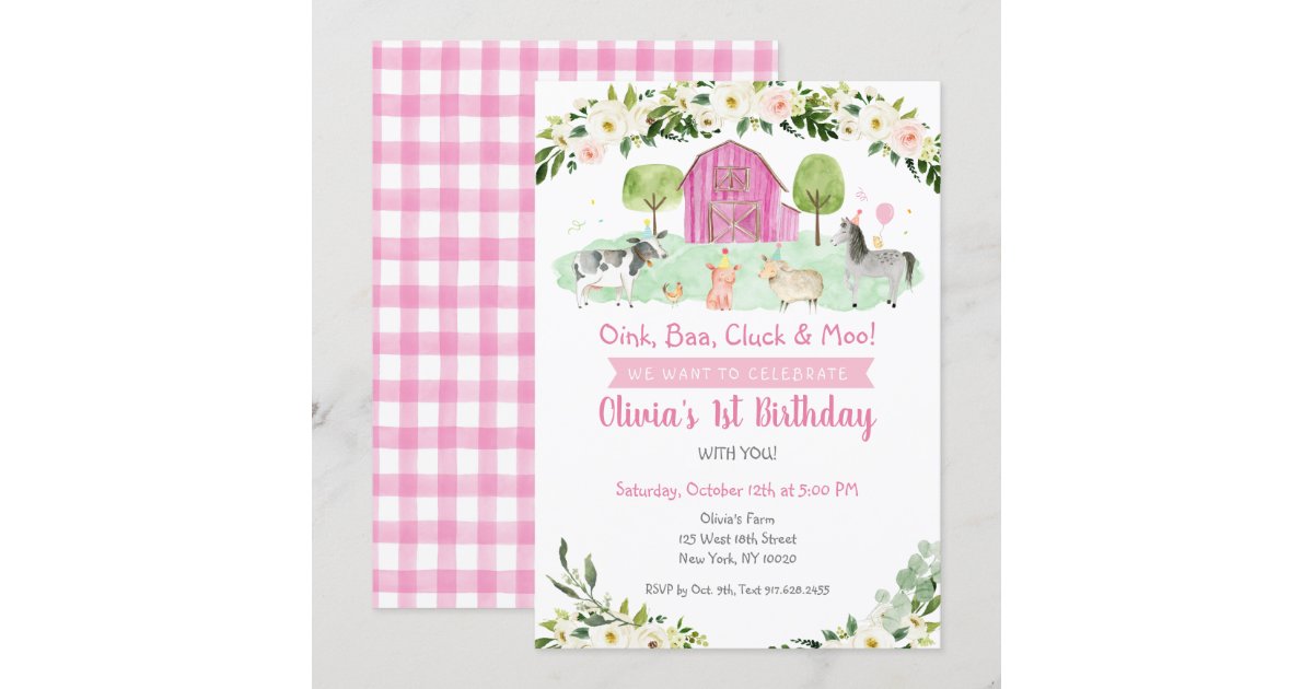 Pink Farm Floral Birthday Invitation | Zazzle