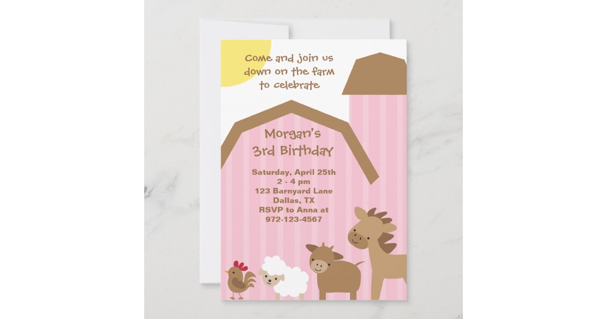Pink Farm Invitation | Zazzle