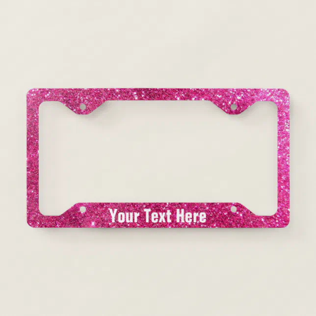 Pink Faux Glitter Custom License Plate Frame | Zazzle