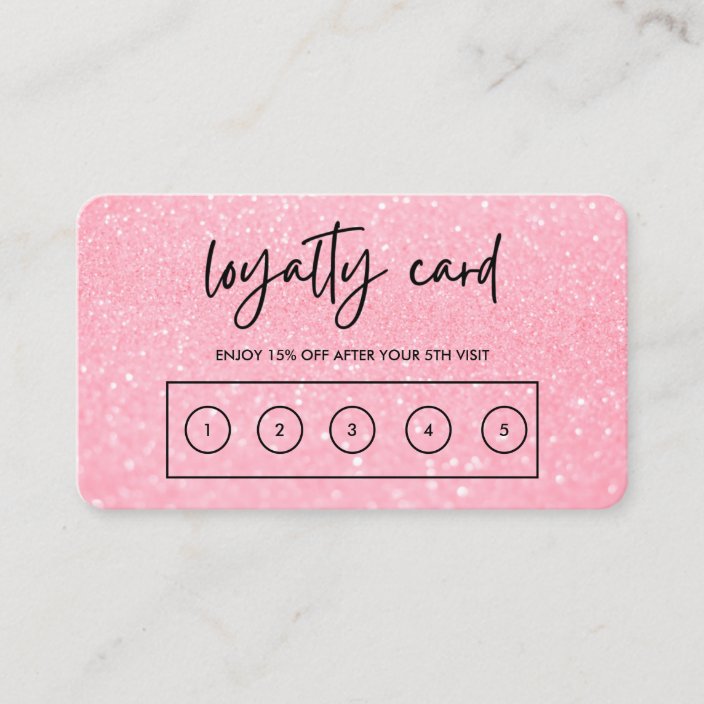 Pink Faux Glitter Custom Loyalty Card | Zazzle.com