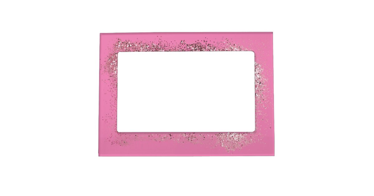 Pink Faux Glitter Modern Magnetic Frame | Zazzle