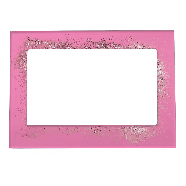 Pink Faux Glitter Modern Magnetic Frame | Zazzle