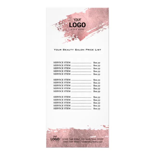 pink faux metallic paint stroke rack card | Zazzle