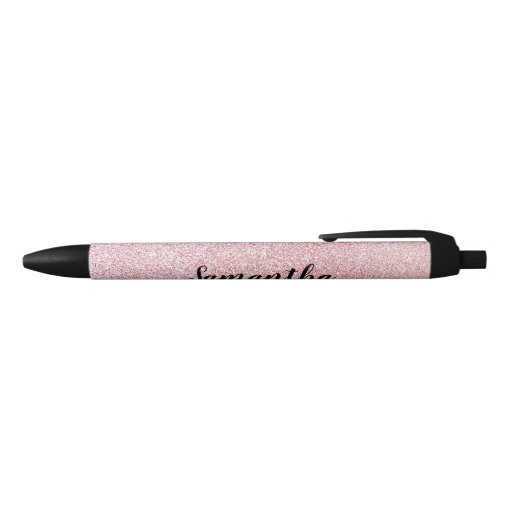 Pink Faux Sparkly Glitter Girly Name Black Ink Pen | Zazzle