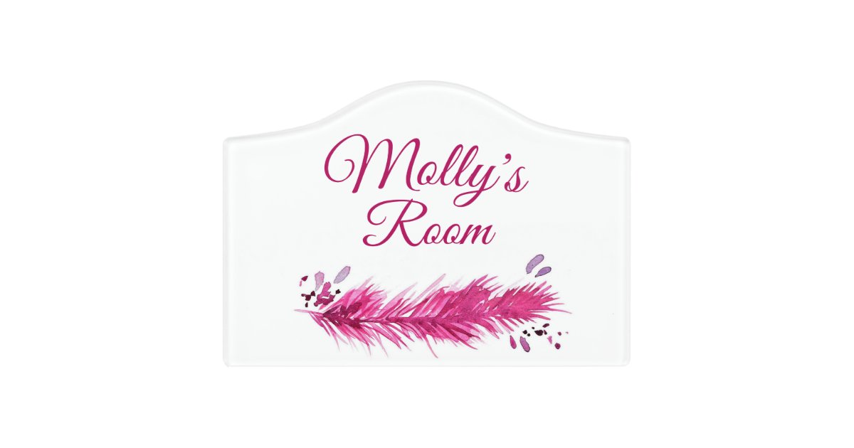 Pink feather door sign | Zazzle