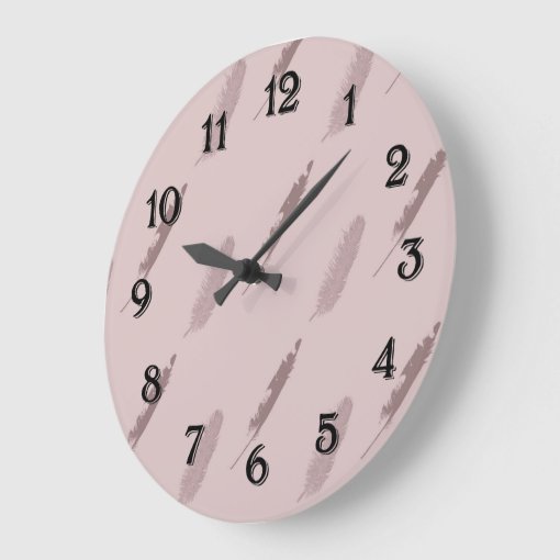 Pink Feathers Large Clock | Zazzle