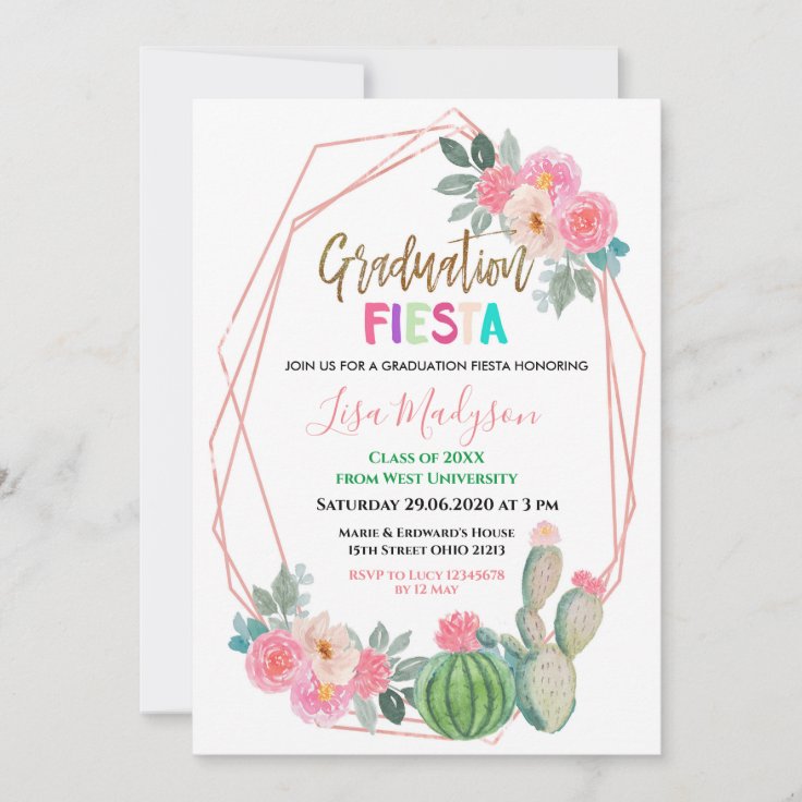 Pink Fiesta Graduation Party Invitation | Zazzle