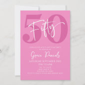 Pink Fifty 50th Fiftieth Birthday Party Invitation | Zazzle