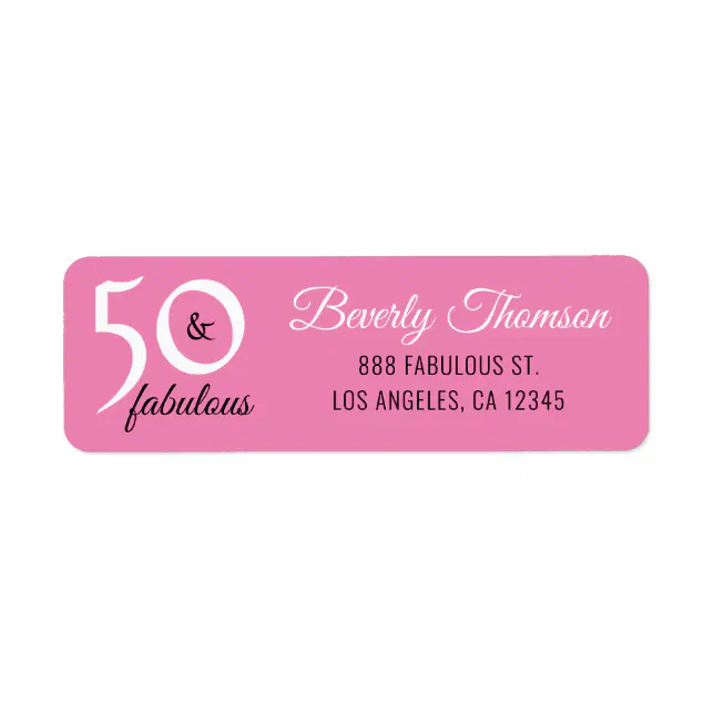 Pink Fifty and Fabulous 50th Birthday Script Label | Zazzle