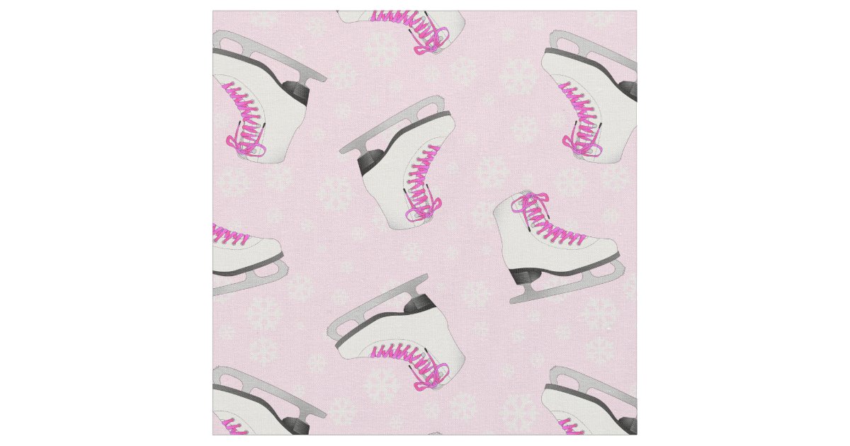 Pink Figure Skating Pattern Fabric | Zazzle