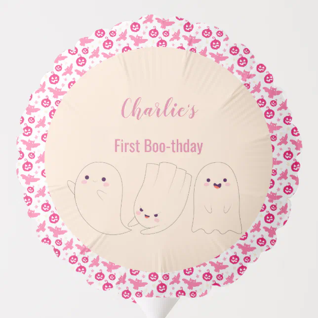 Pink First Boo-thday Halloween Ghost 1St Birthday Balloon | Zazzle