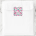 Pink Fish Pattern Square Sticker | Zazzle