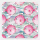 Pink Fish Pattern Square Sticker | Zazzle
