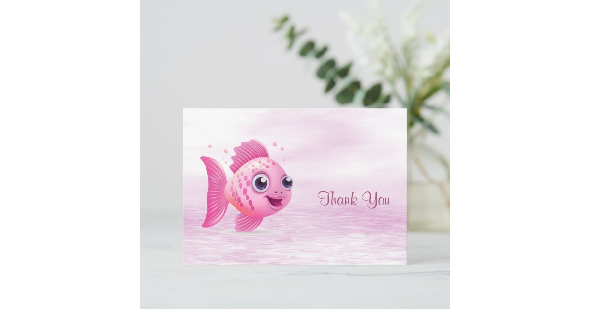 Pink Fish Thank You Card | Zazzle