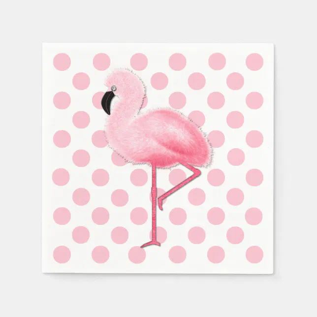 Pink Flamingo and Polka Dot Napkins | Zazzle