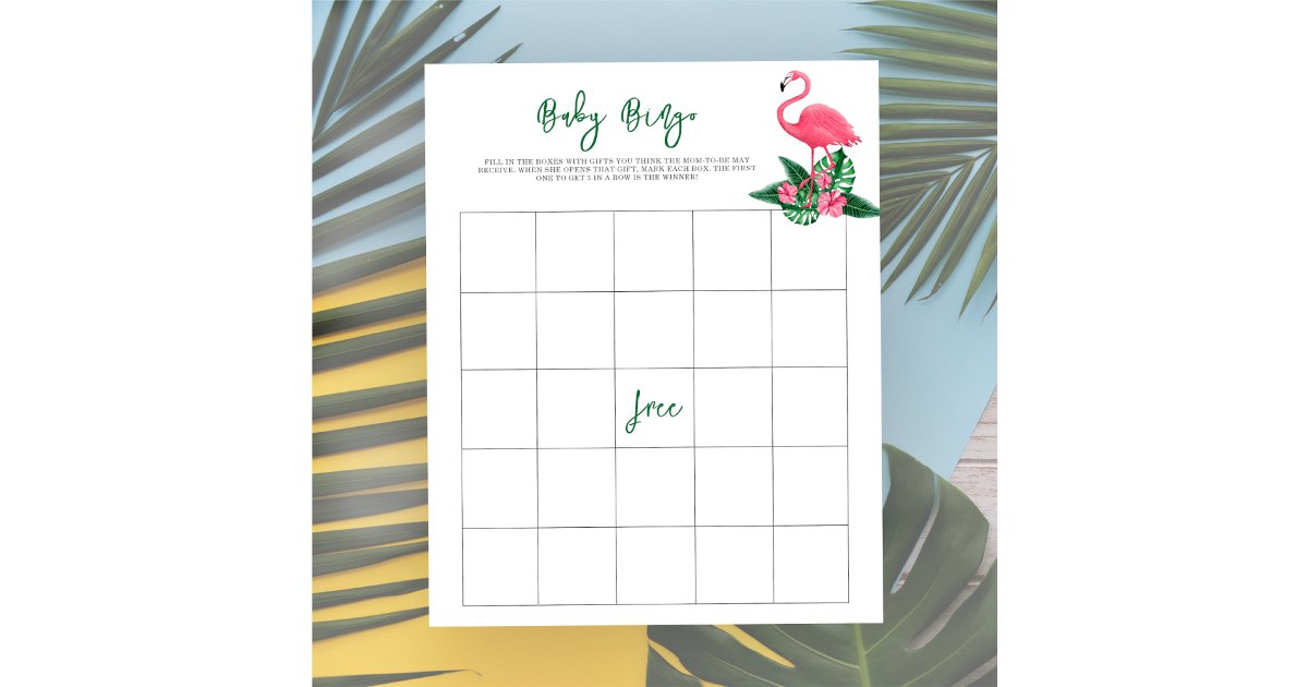 Pink flamingo baby shower - Baby bingo game | Zazzle
