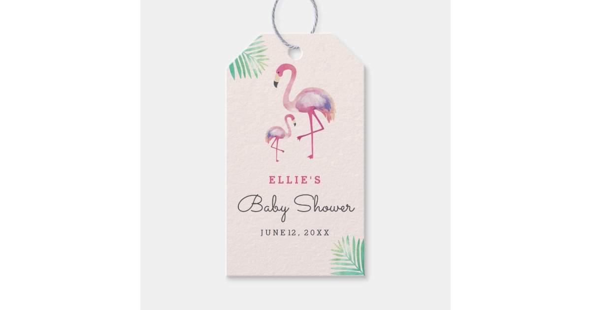 Pink Flamingo Baby Shower Gift Tags | Zazzle