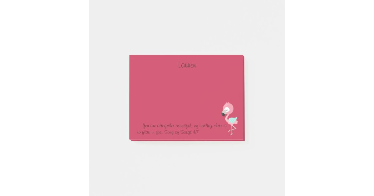 Pink Flamingo Bible Verse Post-it Notes | Zazzle