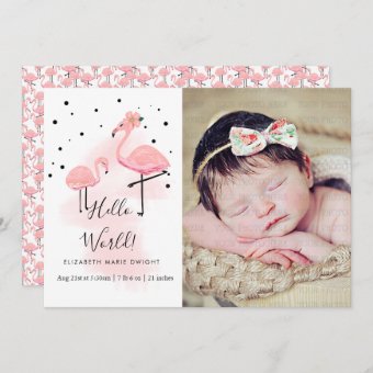 Pink Flamingo Birth Announcement | Zazzle