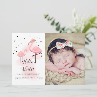 Pink Flamingo Birth Announcement | Zazzle